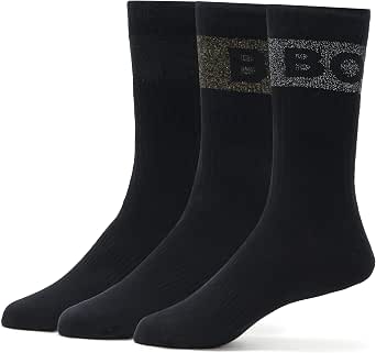 Amazon.com: BOSS Three Pack Ribbed Varsity Style Sock Gift Set, black ...
