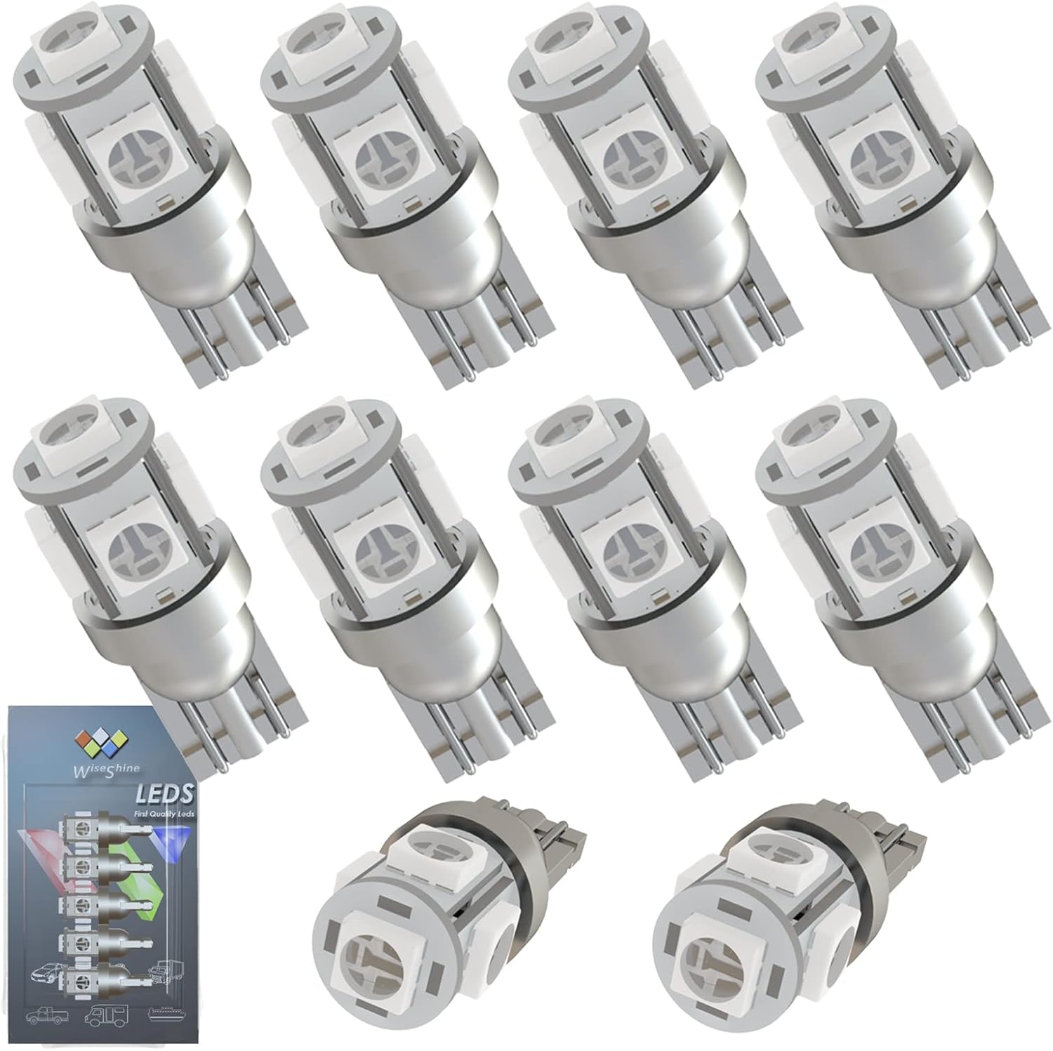 Amazon.com: Wiseshine 168 LED Bulb T10 2825 W5W 158 LED Light Bulbs ...