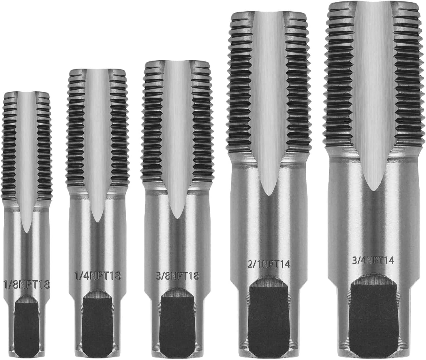 Amazon.com: 5Pcs Carbon Steel NPT Pipe Tap Set 1/8" 1/4" 3/8" 1/2" And ...