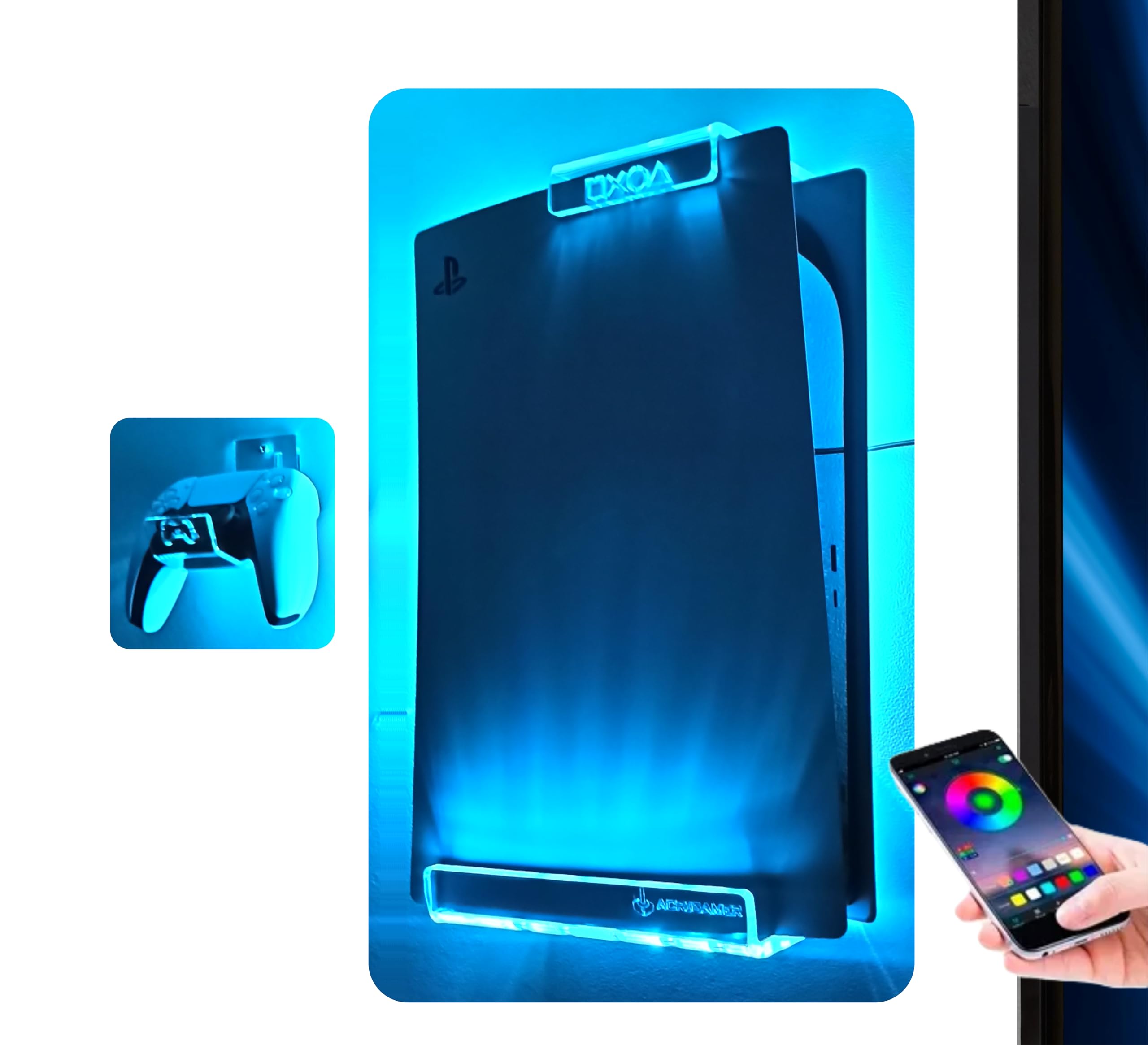 SOPORTE Ó BASE DE PARED PARA PS5 PLAYSTATION 5 CON KIT LED RGB ...