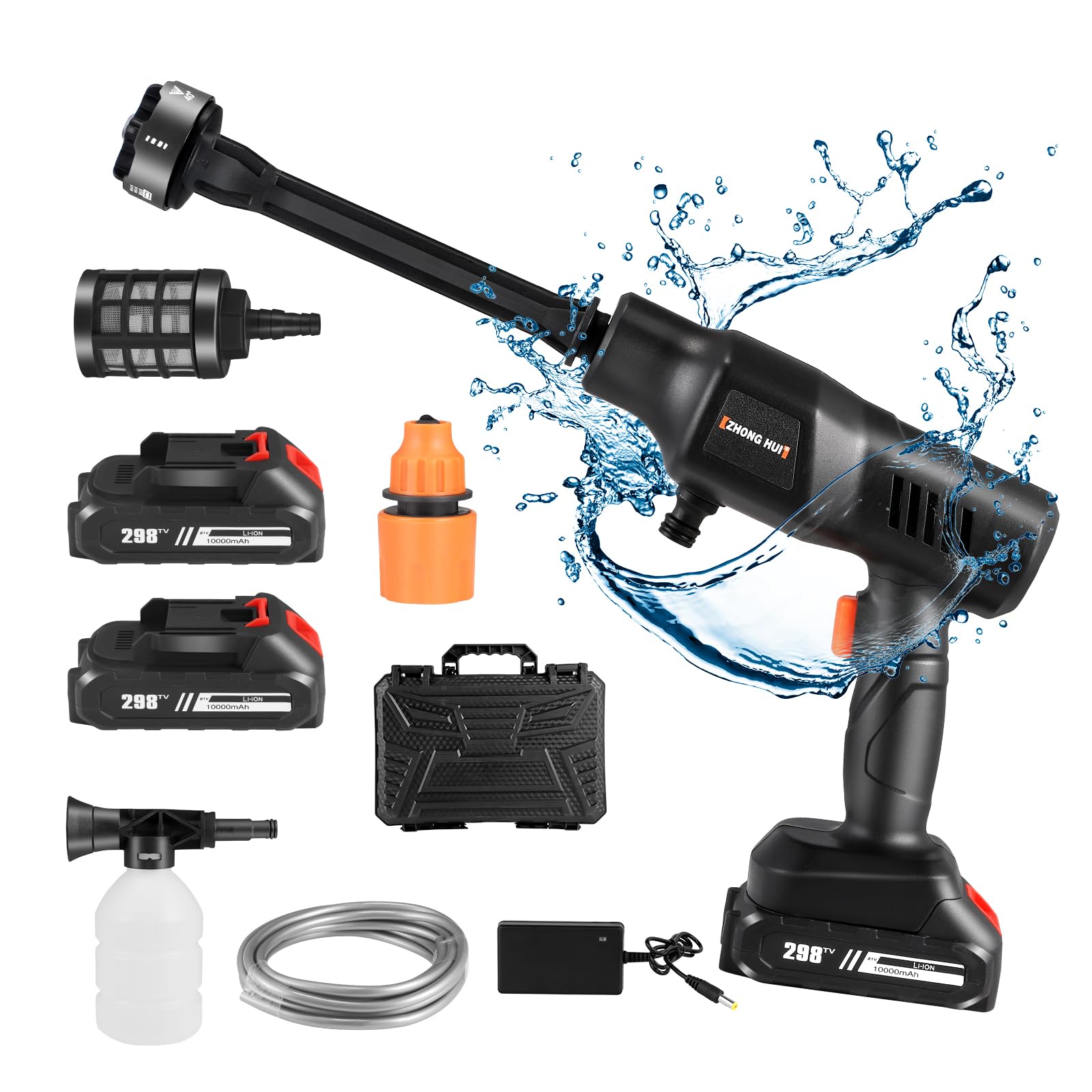 Cordless Pressure Washer, 6 in 1 nozzle portable jet wash with 2 Pack ...