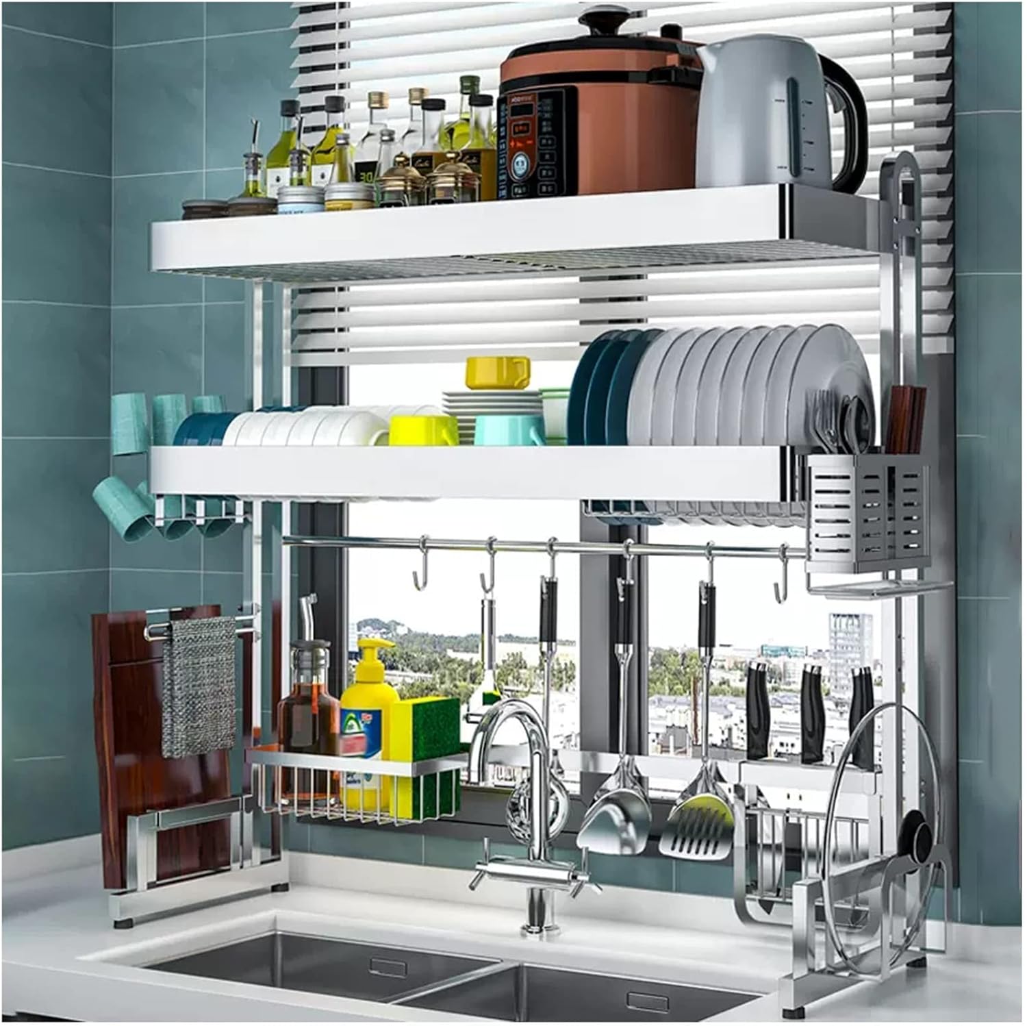 Amazon.com: Over Sink Dish Drying Rack Large Storage Kitchen Dish ...