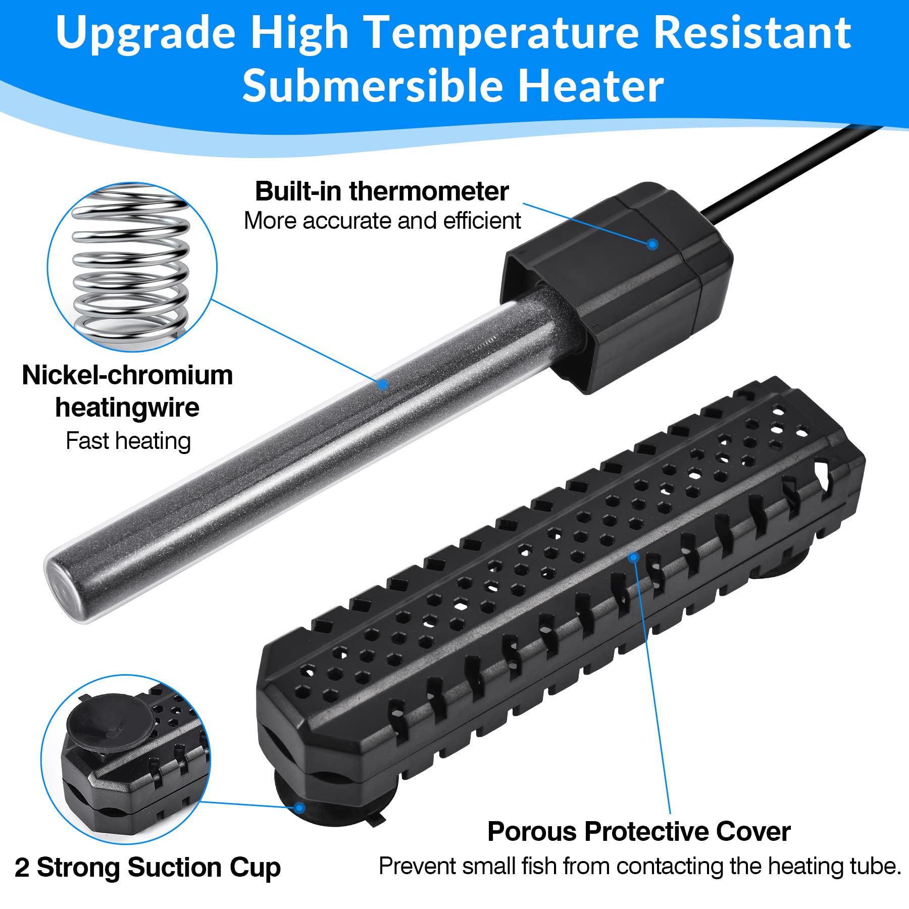 SZELAM Aquarium Heater 200W 300W 500W, Submersible Fish Heater for ...