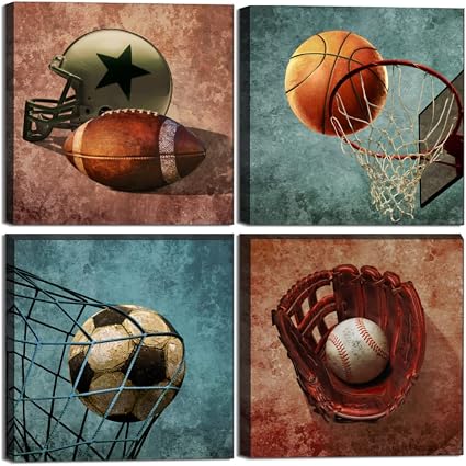 Amazon.com: Boys Room Decor Framed Sports Wall Art Decor for Kids ...