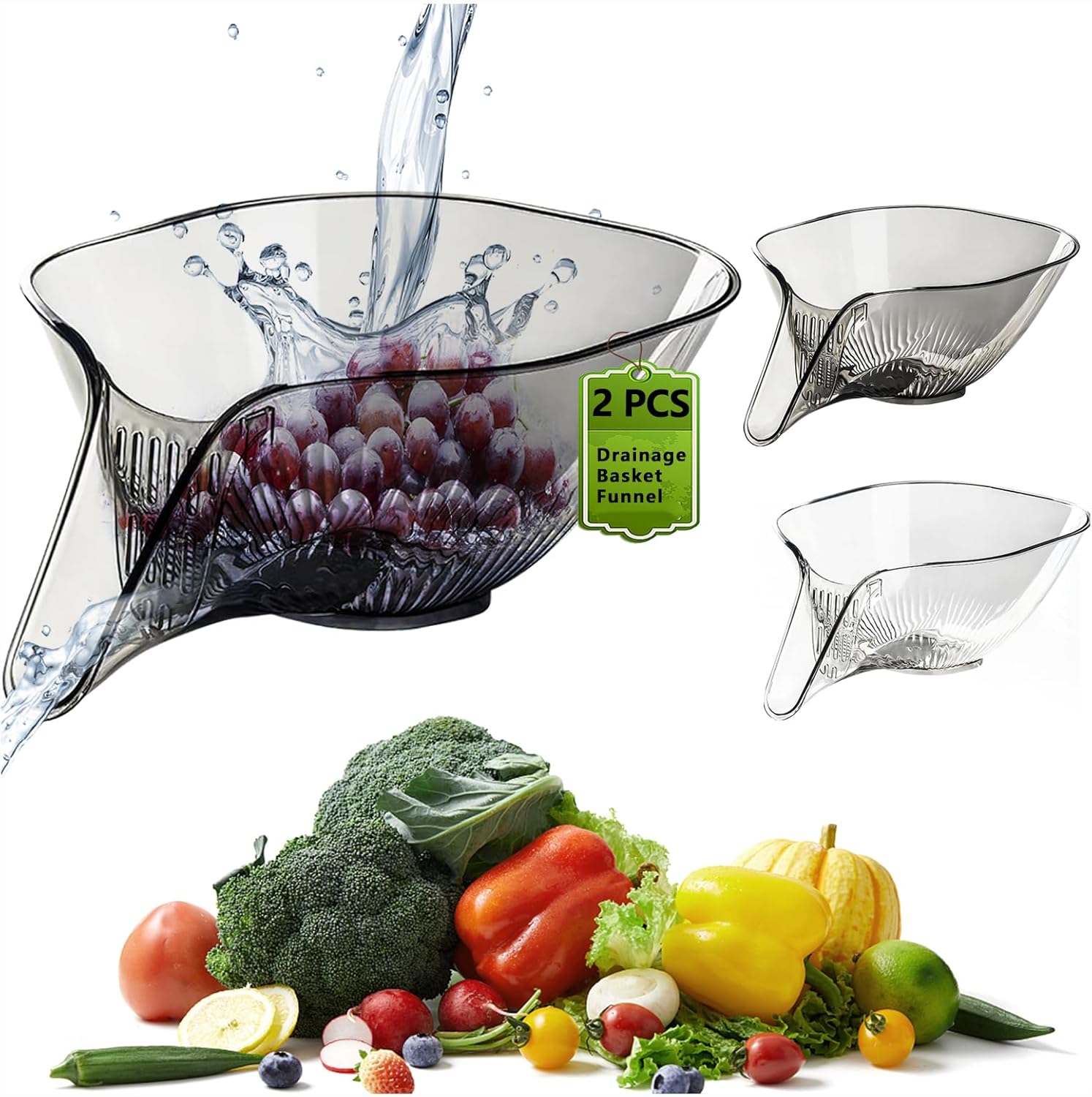 Amazon.com: Drainage Basket Funnel, Multi-functional Drain Basket with ...