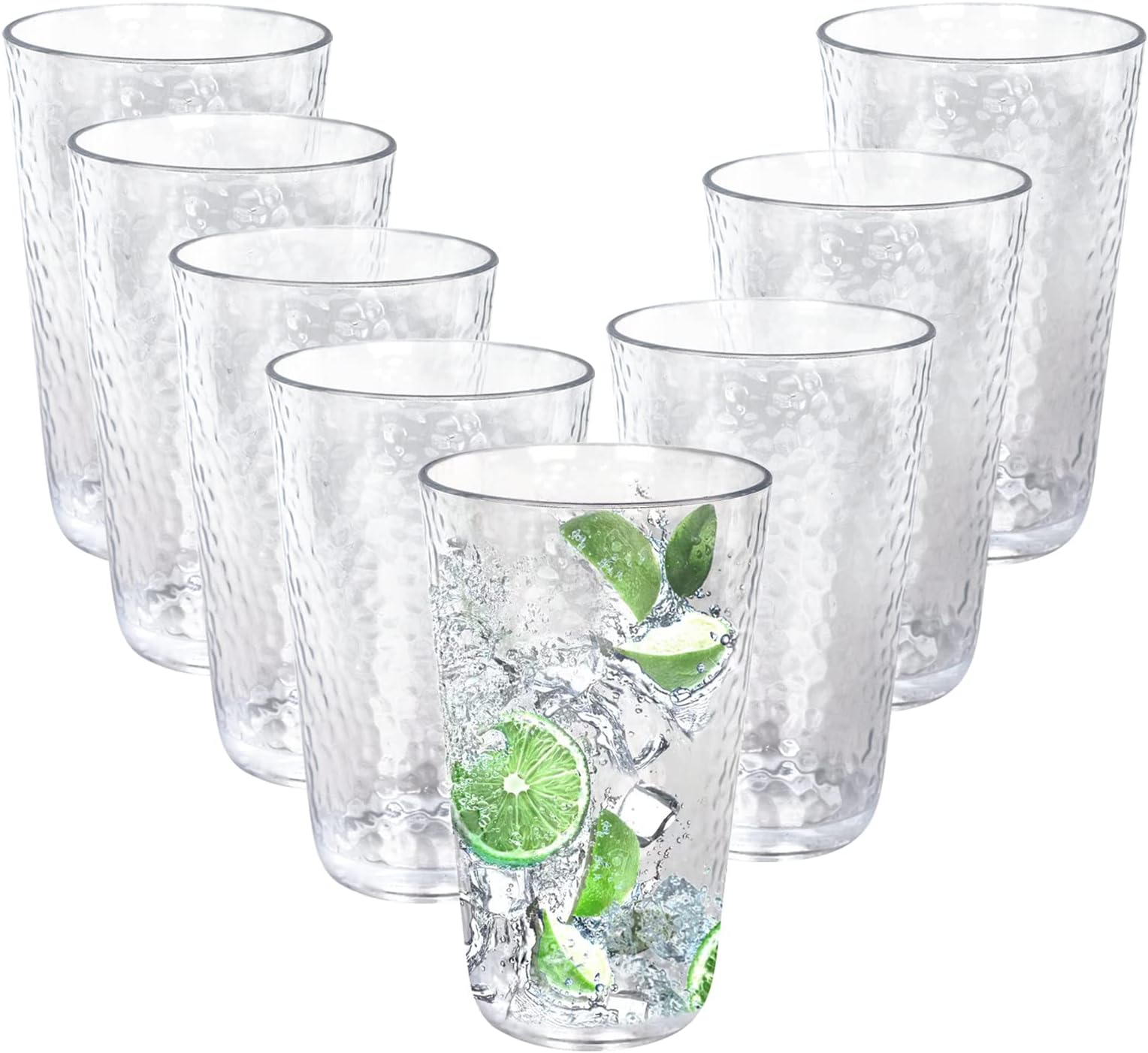 Amazon.com | Tebery 8 Pack Plastic Highball Drinking Glasses Plastic ...