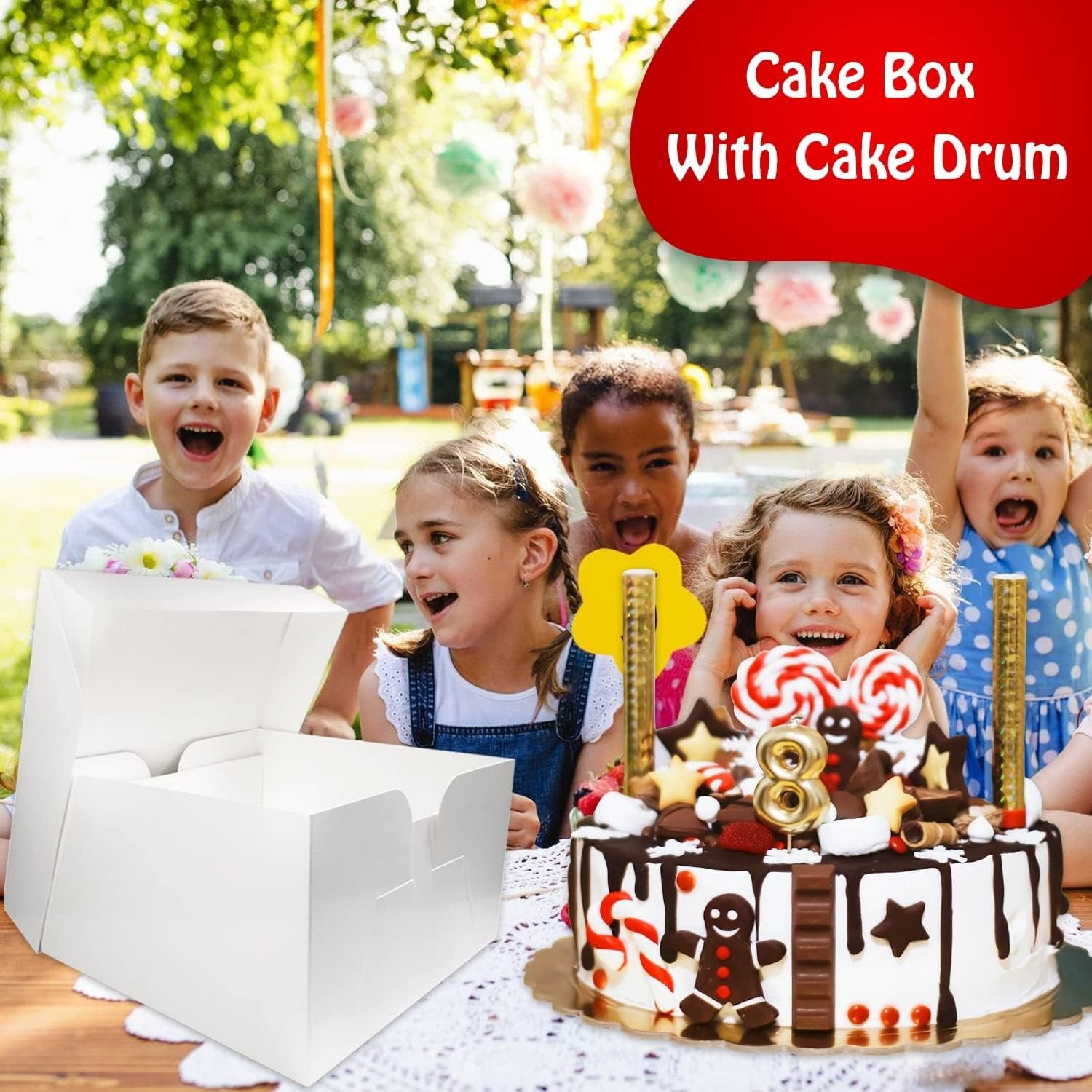 Set of 3 White cake box with 3 Golden cake boards – 10inch sturdy cake ...