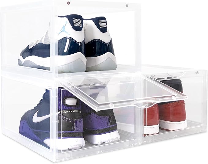 Ollie Drop Front Shoe Storage Boxes-Shoe Organizer Storage, Hard ...
