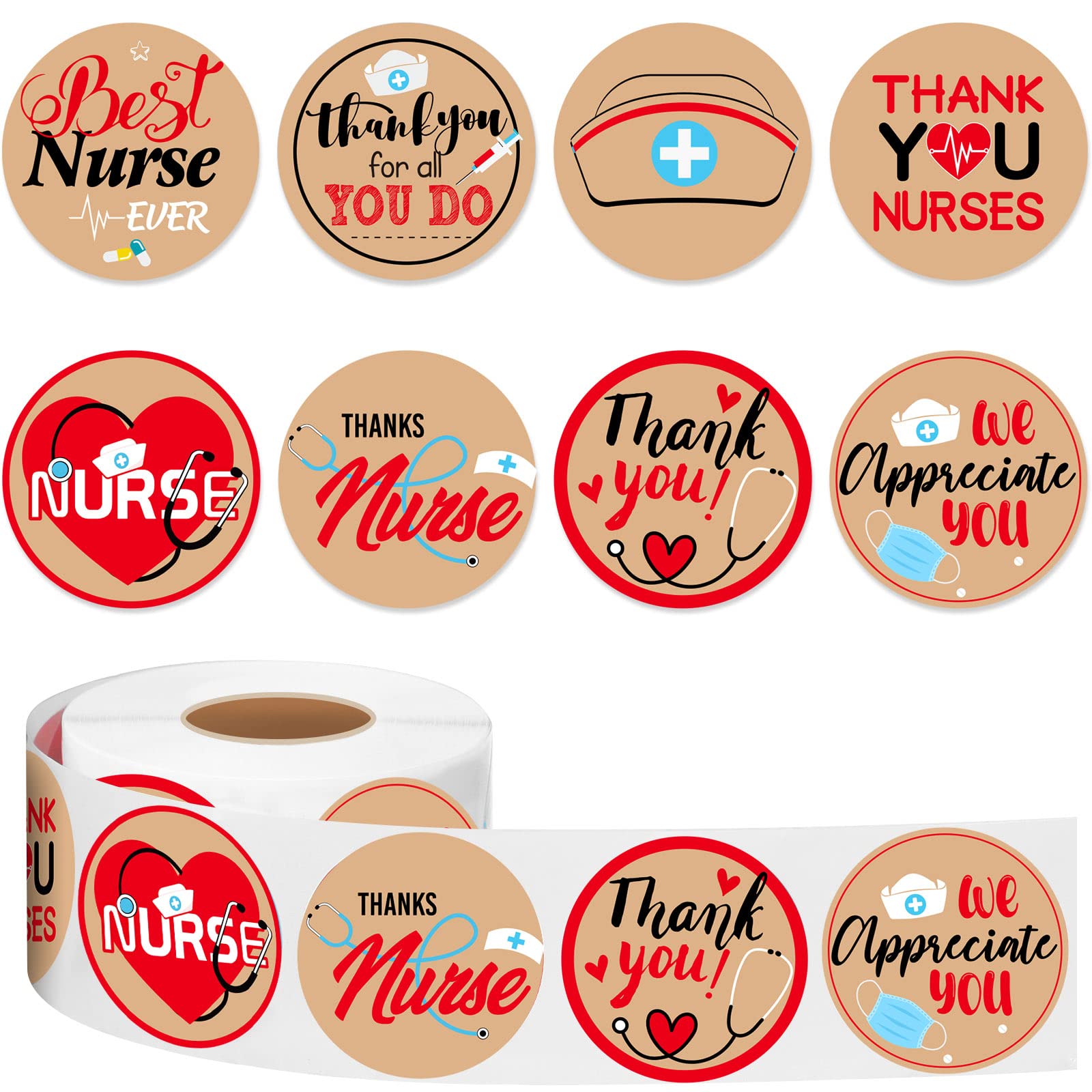 Amazon.com: 600 Pieces Thank You Nurse Roll Stickers 1.5 Inch Nurses ...