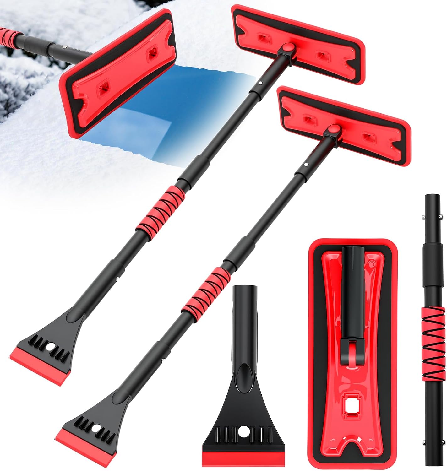 Amazon.com: CraftyDream 2 Pcs 36" Car Snow Brush Extendable Snow Broom ...