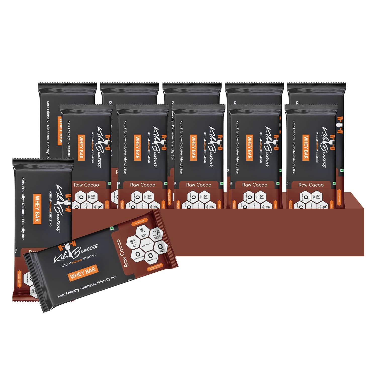 Kilobeaters Whey Isolate Protein Bar, Chocolate 100% Nuts & Seeds Sugar ...