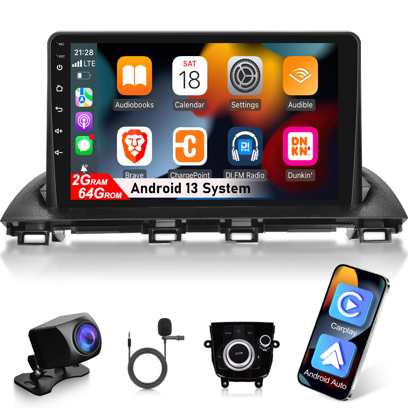 Amazon.com: EKAT [2G+64G] Car Radio for Mazda 3 2014-2019, Android 13 ...