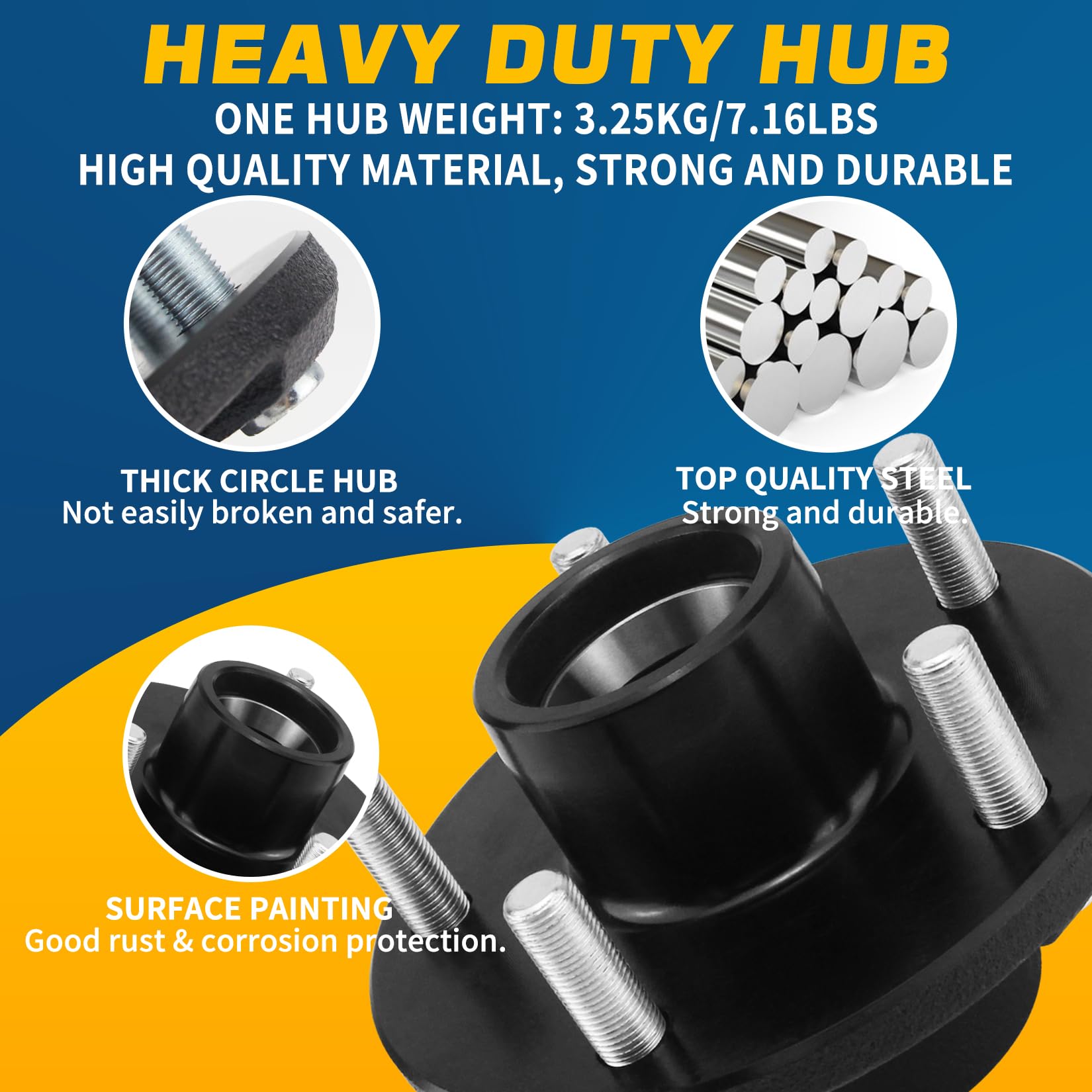 Snapklik.com : GREPSPUD 2 Sets 5 On 5 Trailer Hub Kit For 3500 Lbs 1-1/ ...