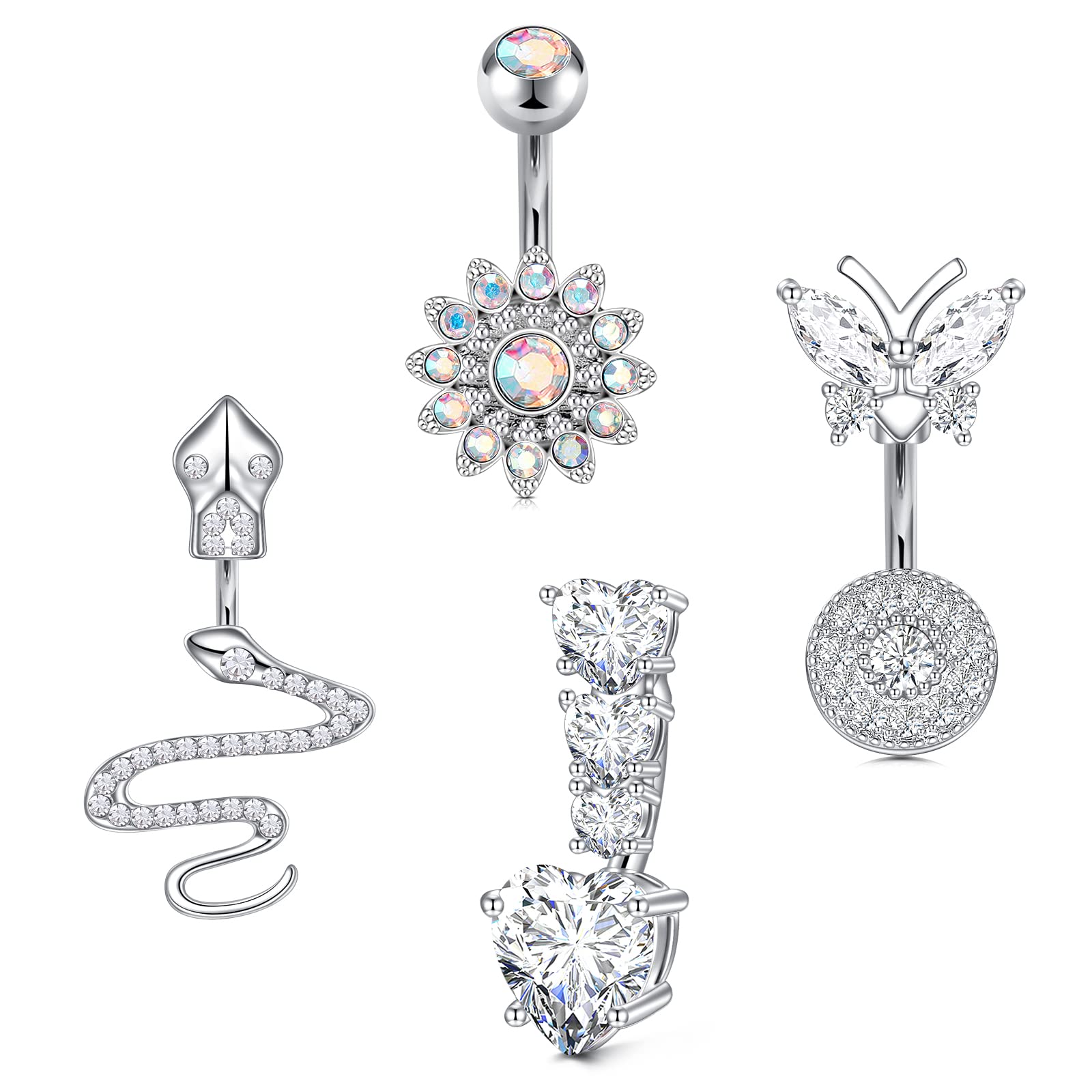 Snapklik.com : 14G Belly Button Ring Surgical Steel Small Belly Button ...