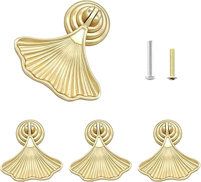 4 Pcs Decorative Golden Leaf Shape Knob Door Handle Cabinet Drawer ...