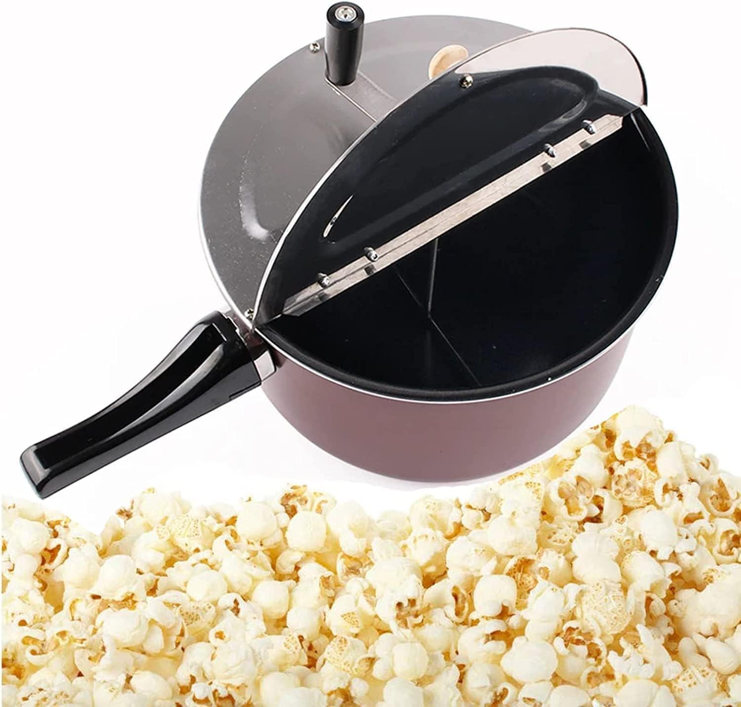 Amazon.com: YLFFFZZZ Stainless Steel Stovetop Popcorn Maker, Hand Crank ...