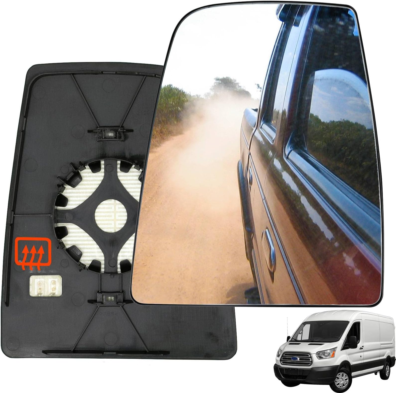 AUTOXBERT Wing Mirror Glass Left Passenger Side Heated Convex Fits Ford ...