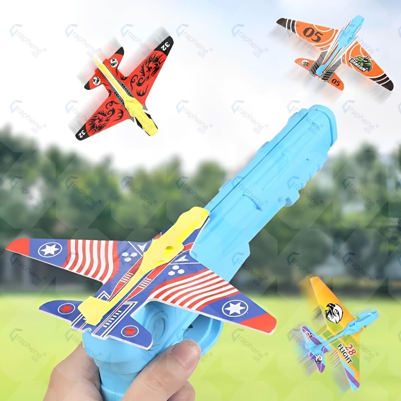 GRAPHENE Airplane Launcher Toys Gun for Kids, 1 Launchers and 4 Foam ...
