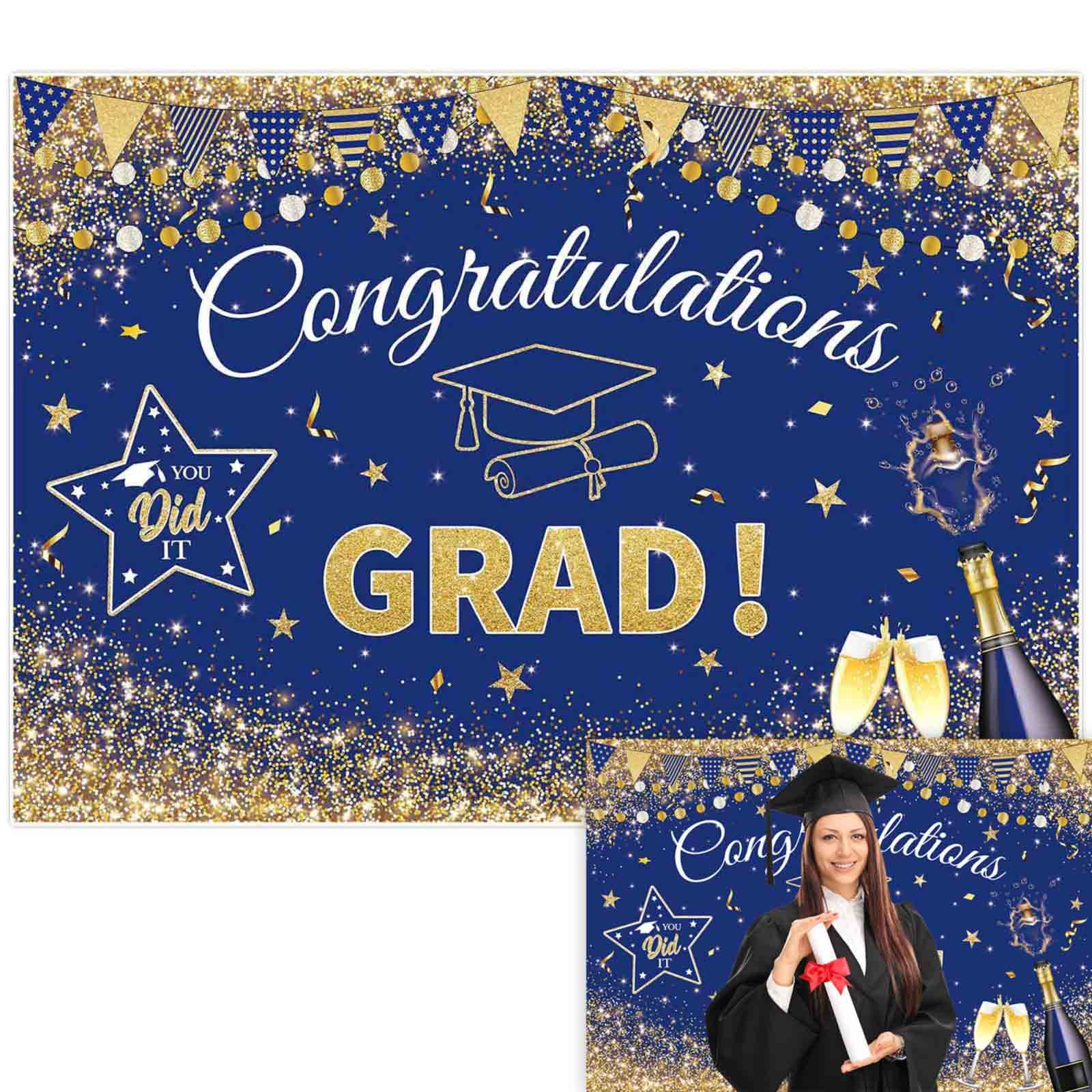 Buy Allenjoy 7x5ft Congrats Grad Backdrop Class of 2021 Glitter Gold ...