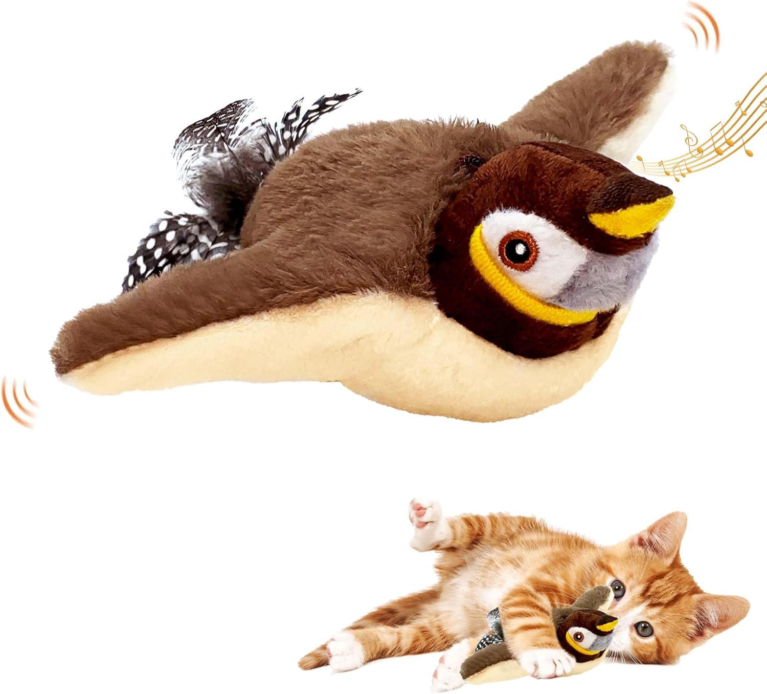 Amazon.com: Flying Bird Cat Toy with Catnip, Rechargeable Flapping Bird Sparrow, Upgrade Flappy ...