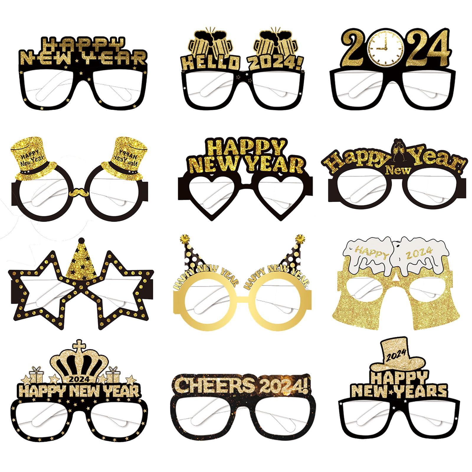LMSHOWOWO 12PCS Happy New Year Eyeglasses, Fancy New Year Party Glasses ...