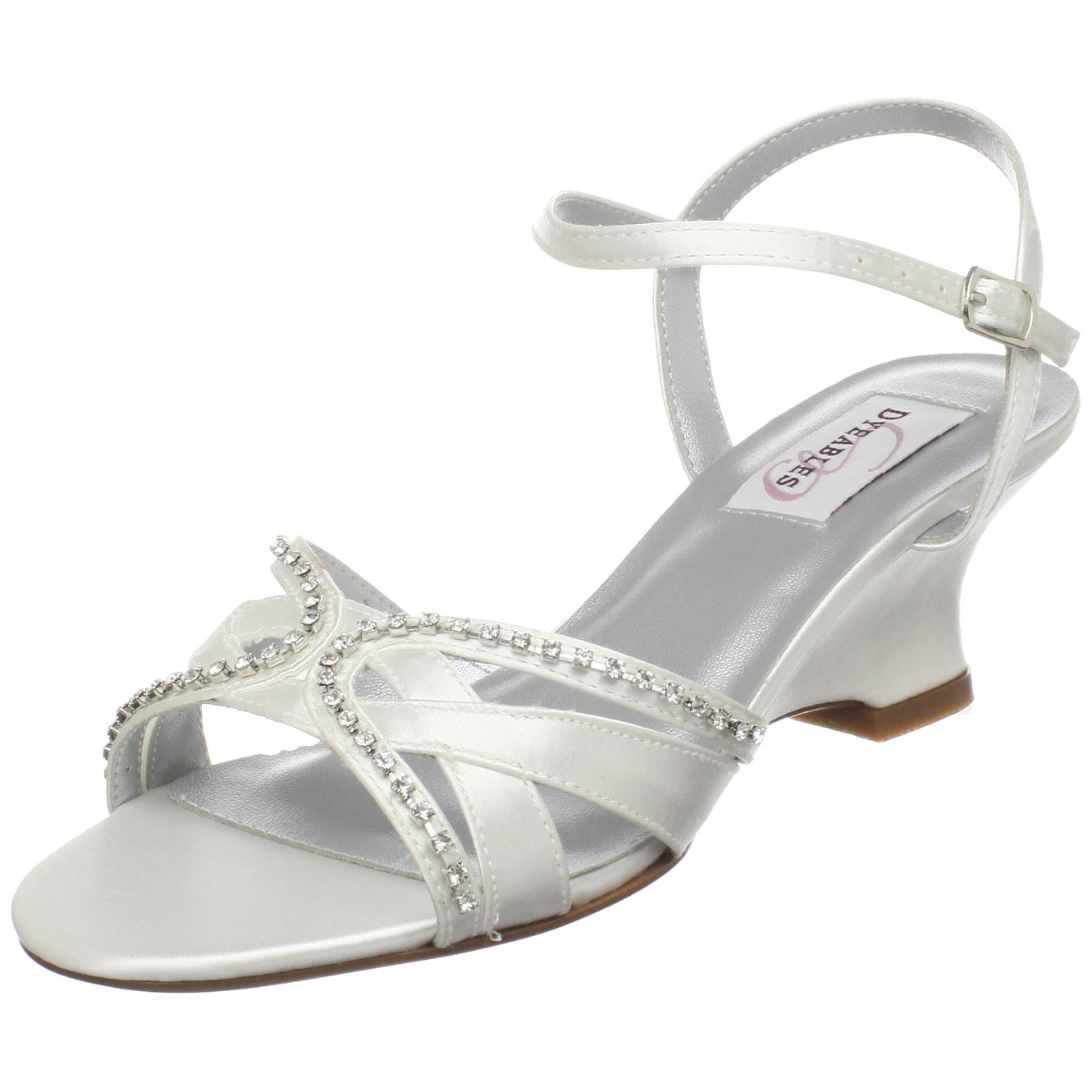 Amazon.com | Dyeables womens Peg wedges sandals, White Satin, 5.5 US ...