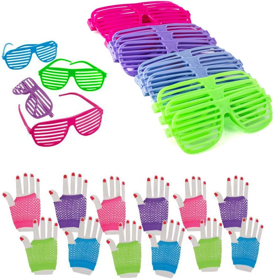 Amazon.com: Neon Party Favors – 80’s Rockstar Party Accessories ...
