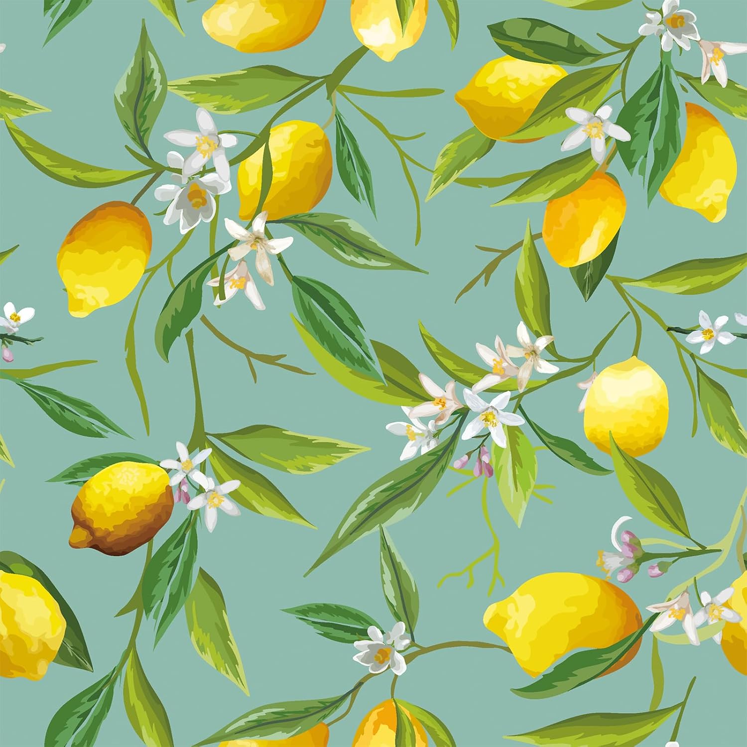 VEELIKE Green Lemon Peel and Stick Wallpaper Lemon Branches Floral ...