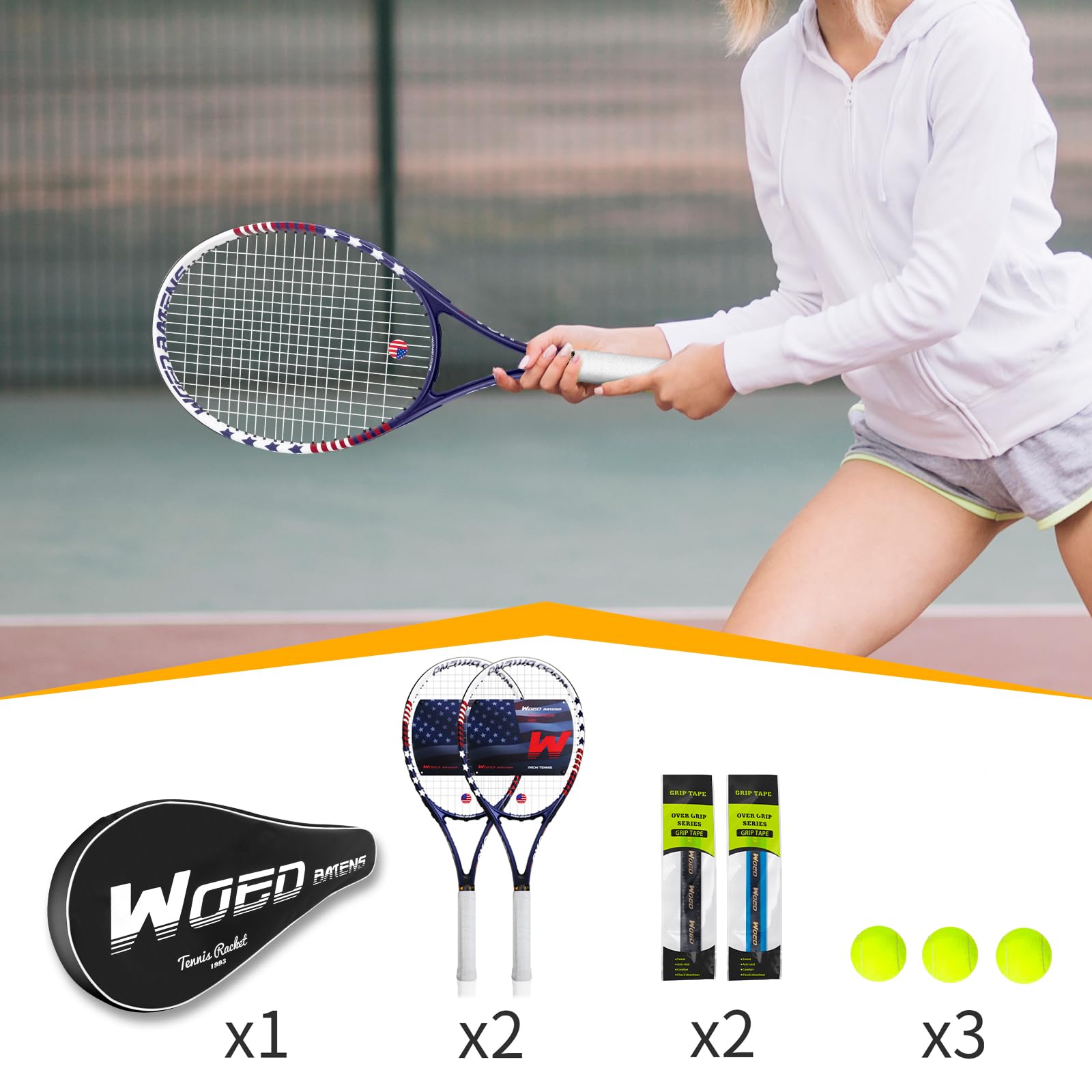 Snapklik.com : Tennis Rackets For Adults, 27 Inch, 2 Player Set, 2 ...