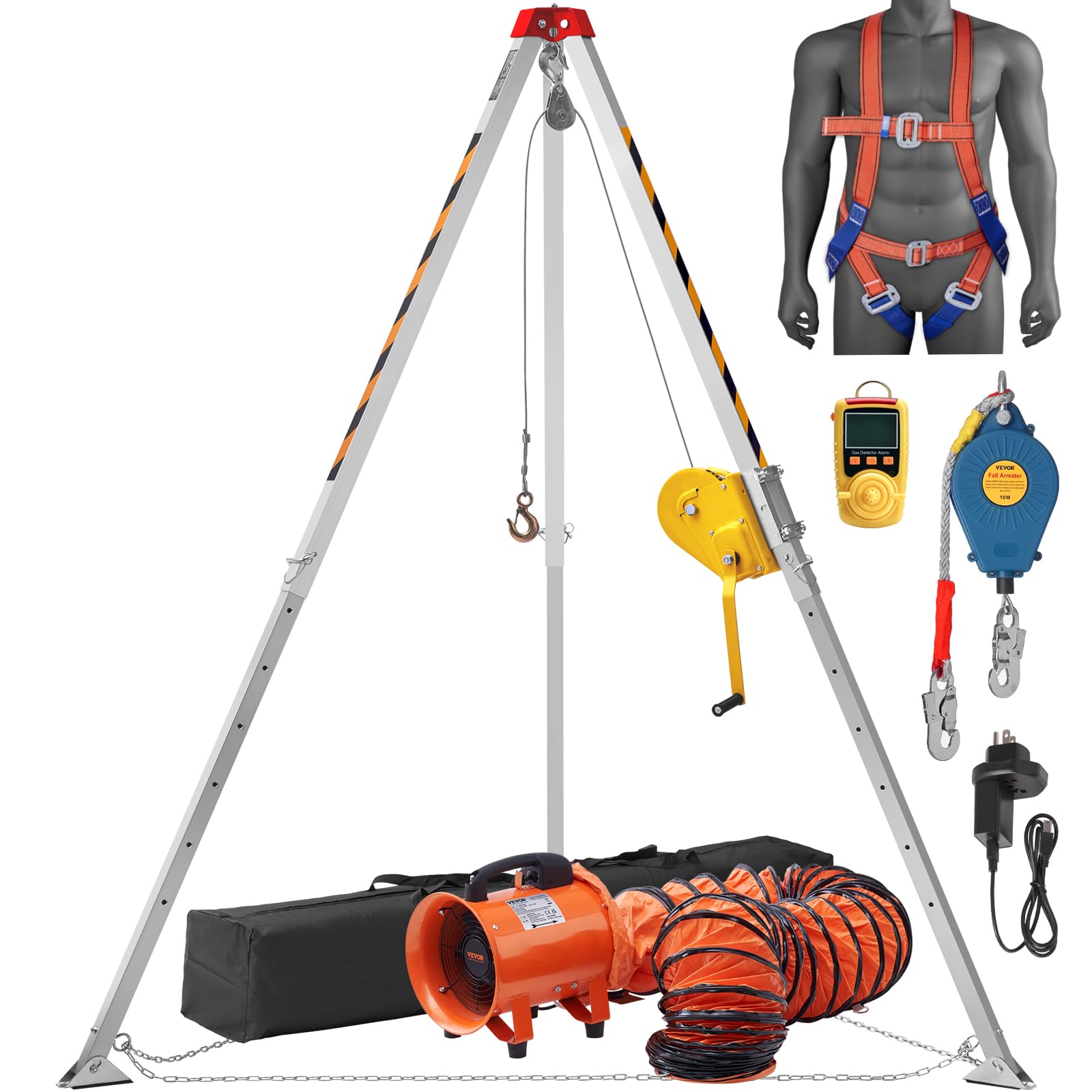 Amazon.com: VEVOR Confined Space Tripod Kit, 2600 lbs Winch, Confined ...
