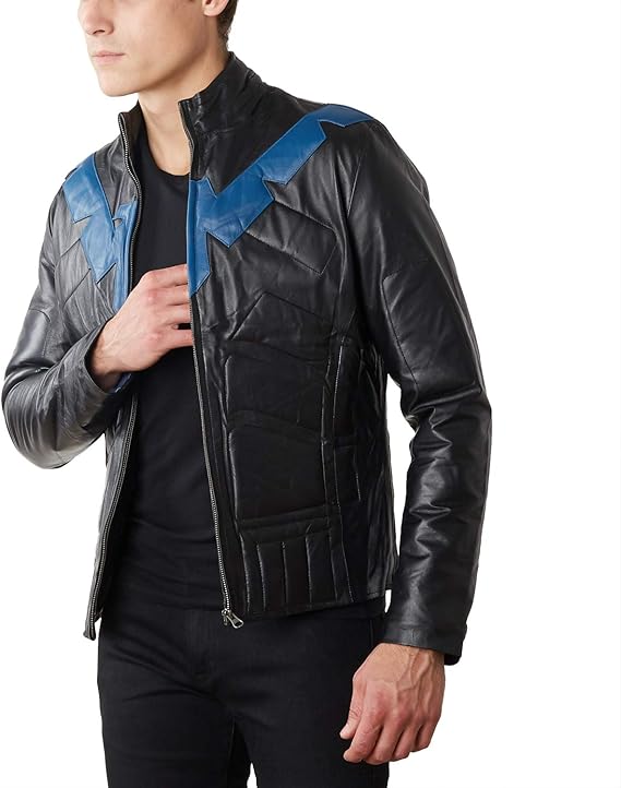 Men's Nightwing Leather Jacket at Amazon Men’s Clothing store