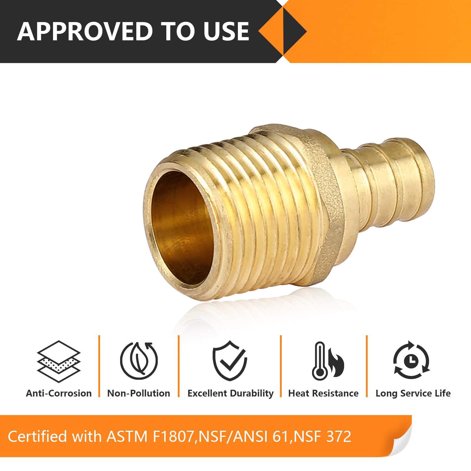 Snapklik.com : 50-Pack PEX Fittings, 1/2" PEX X 1/2" Male NPT, 1/2 Inch ...