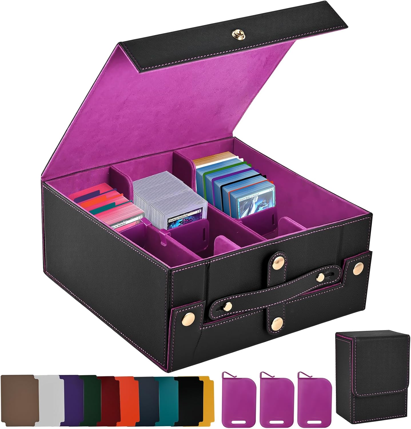 Amazon.com: Cieex Trading Card Storage Box 2100+, 3-Row Card Deck Box ...