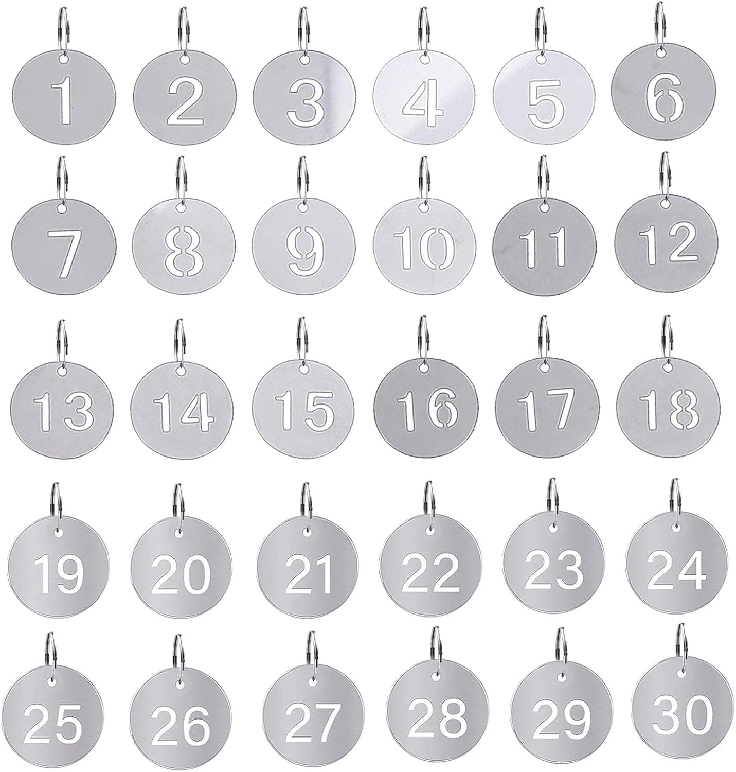 Amazon.com : 1-30 Key Tags with Labels Stainless Steel Numbered Tags ...