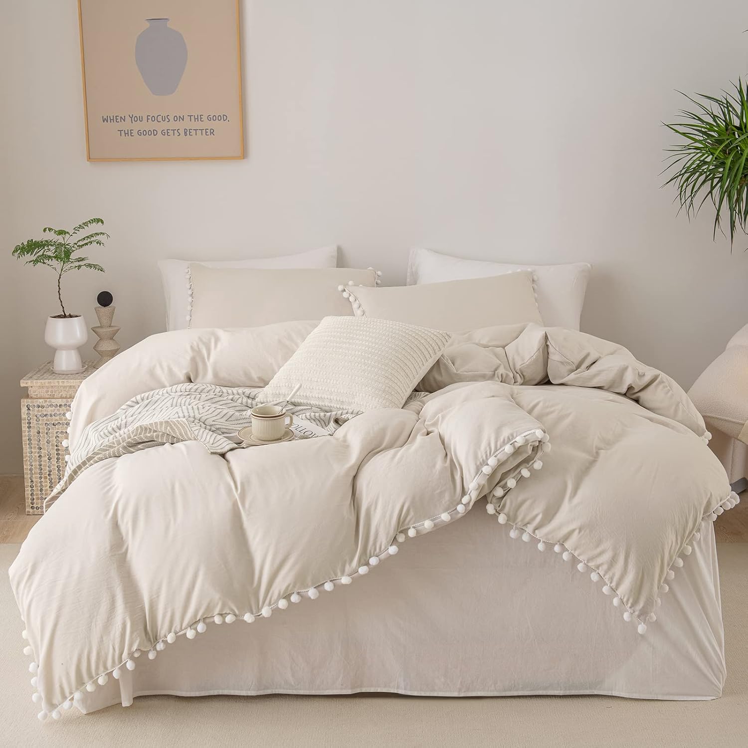 Amazon.com: Bedbay Boho Bedding Comforter Beige Comforter Set Twin Size ...
