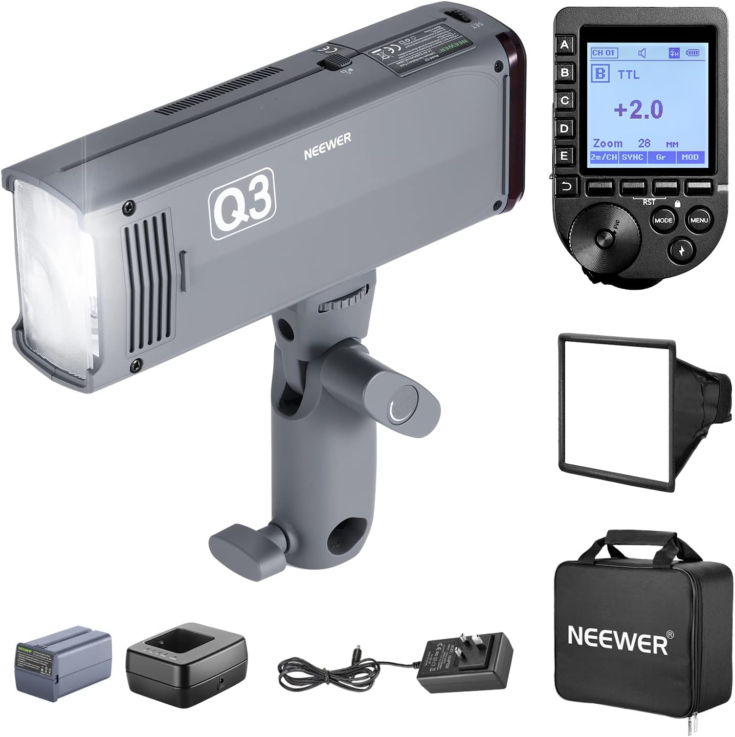 NEEWER Q3 200Ws 2.4G TTL Flash (2nd Version), 1/8000 HSS Strobe Light ...