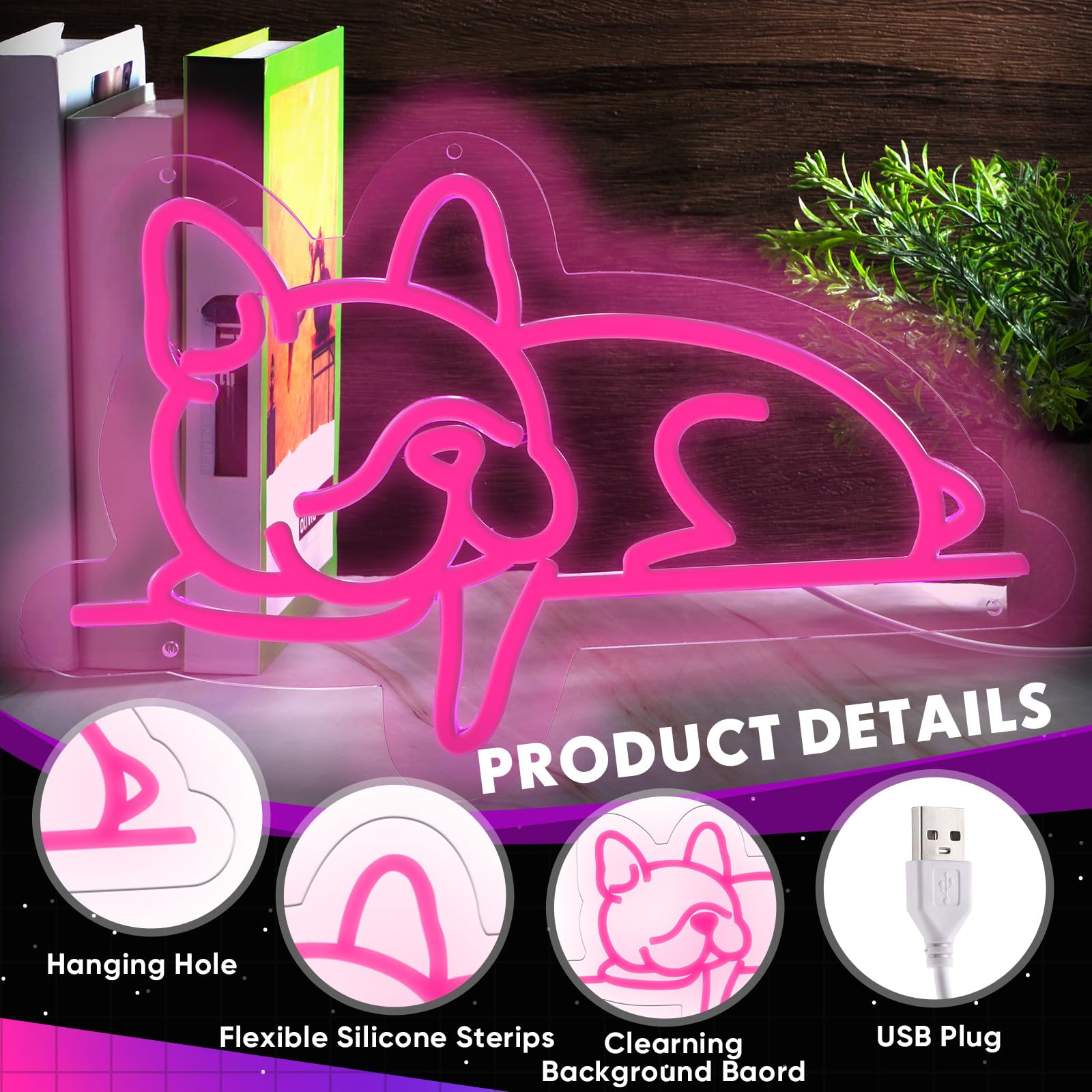 Snapklik.com : French Bulldog Neon Sign Bulldog Night LED Neon Lights ...