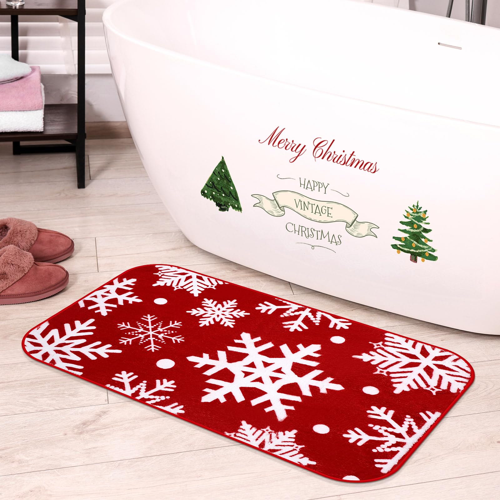 Amazon.com: Tinideya Christmas Bathroom Rug 20"x 32" Christmas Bath Mat ...