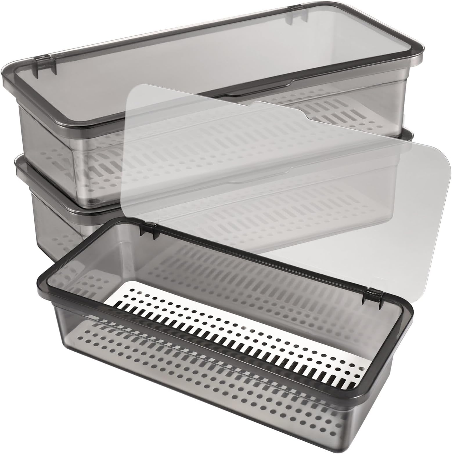 Amazon.com: Unomor 3 Pcs Flatware Plastic Trays with Lid Cutlery ...