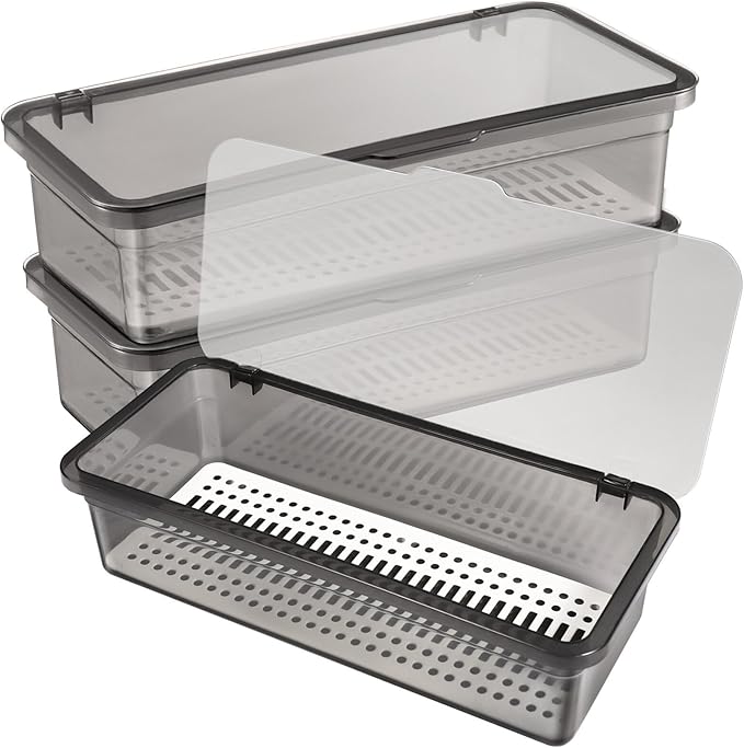 Amazon.com: Unomor 3 Pcs Flatware Plastic Trays with Lid Cutlery ...