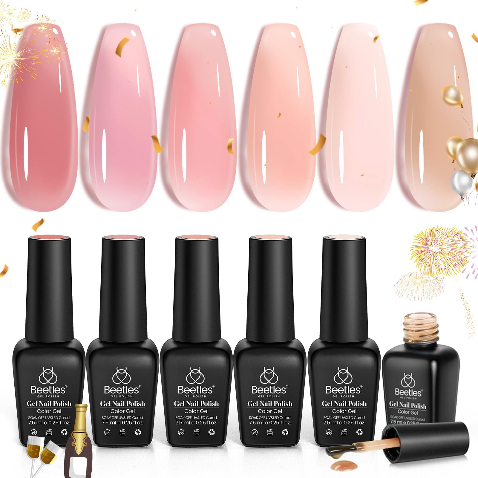 Amazon.com: Beetles Color Base Gel Nail Polish, 1pcs 15ml Rubber Base ...