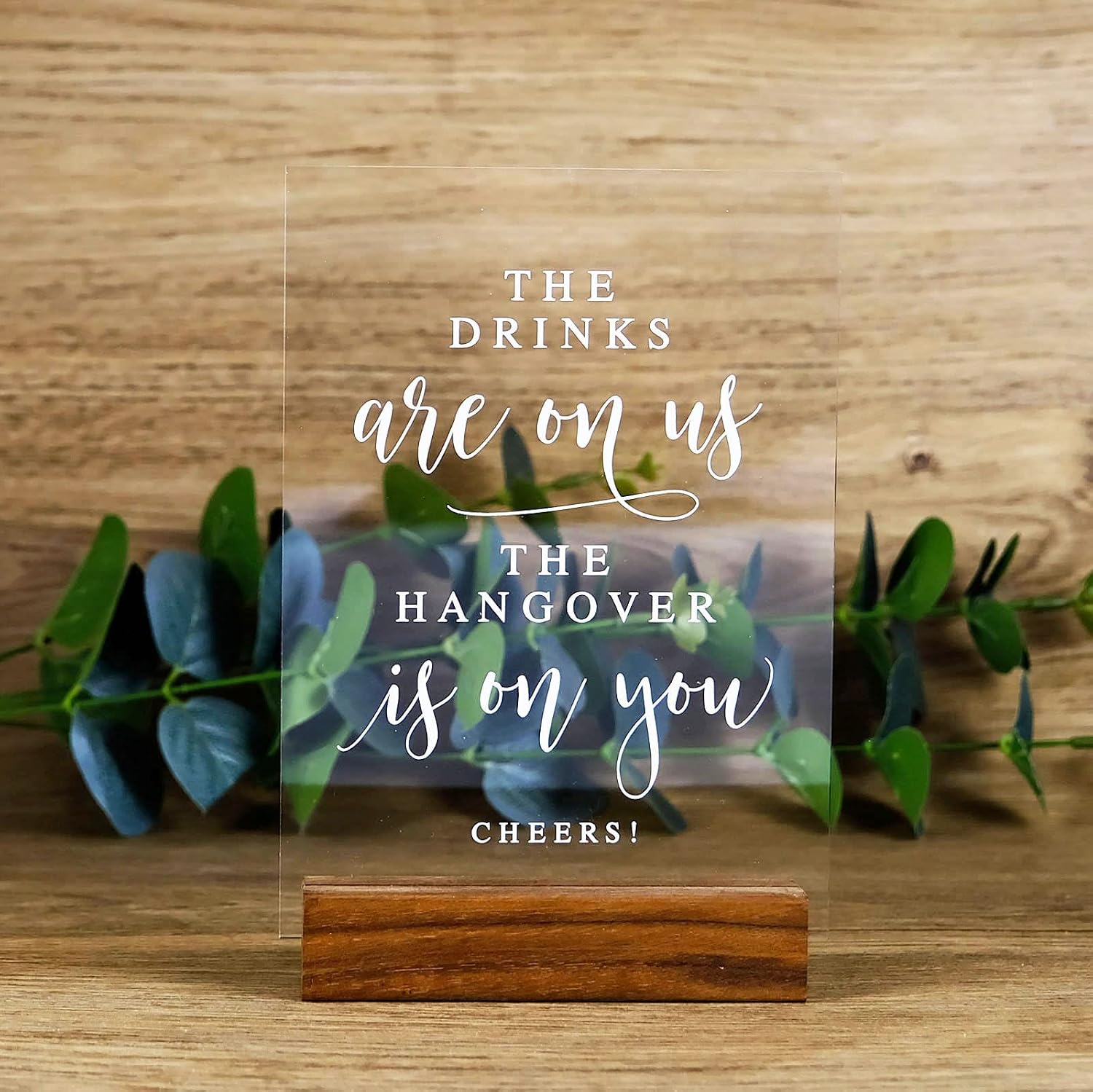 Amazon.com: Acrylic Wedding Open Bar Sign with Wood Stand- 5” x 7 ...