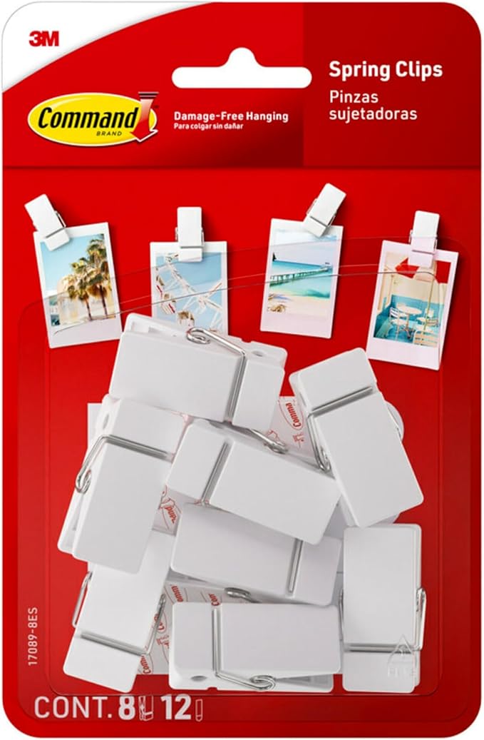 Amazon.com : Command Spring Clips, White, Pack of 8 with 12 Adhesive ...