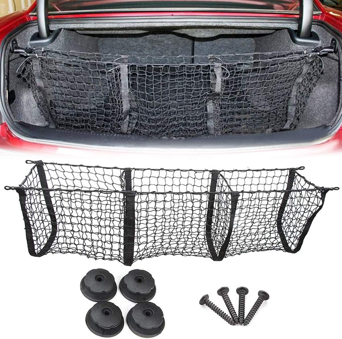 Techson Cargo Net with Hooks, Stretchable Elastic Nylon Storage Net ...