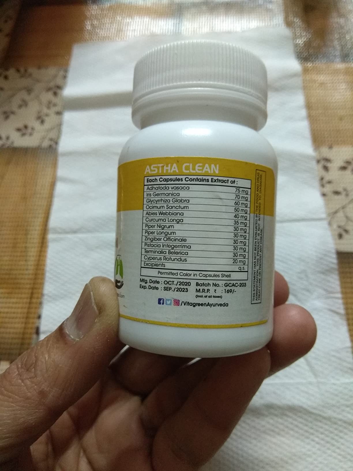 Buy Astha Clean Capsules For For Respiratory Wellness| Pack of 3, Total ...