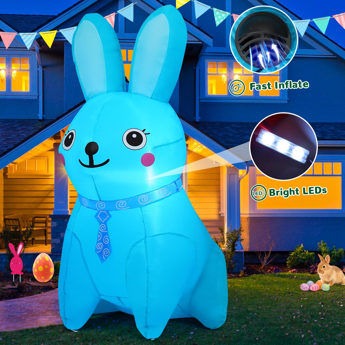 Snapklik.com : GOOSH 5 FT Easter Inflatables Bunny Outdoor Decorations ...