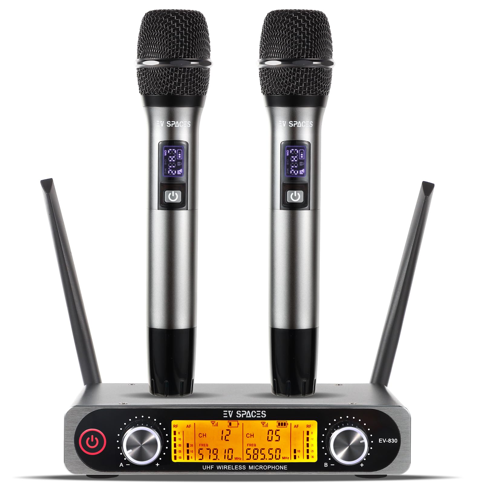 Amazon.com: UHF Wireless Microphone System with Dual Metal Handheld ...