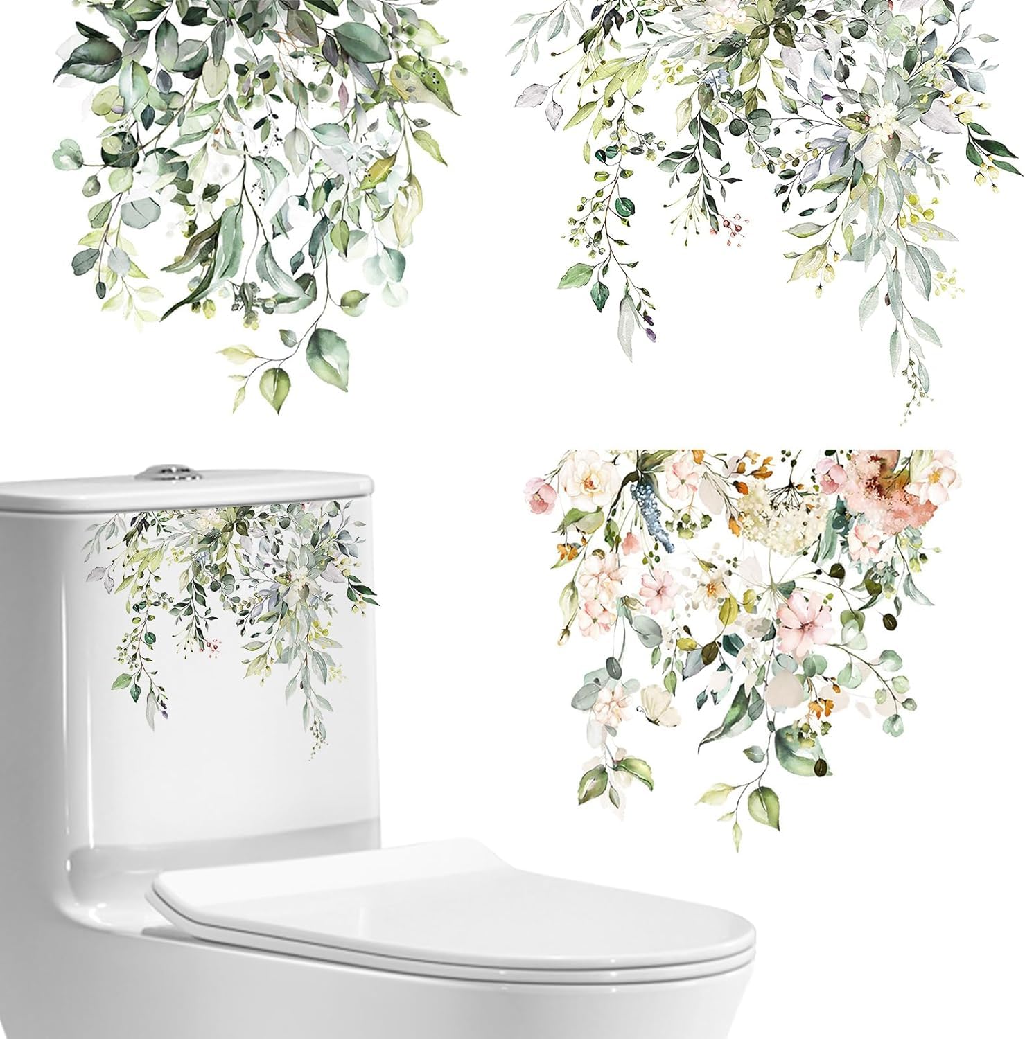 Amazon.com: 3 Sheets Bathroom Wall Stickers Toilet Lid Decals Self ...
