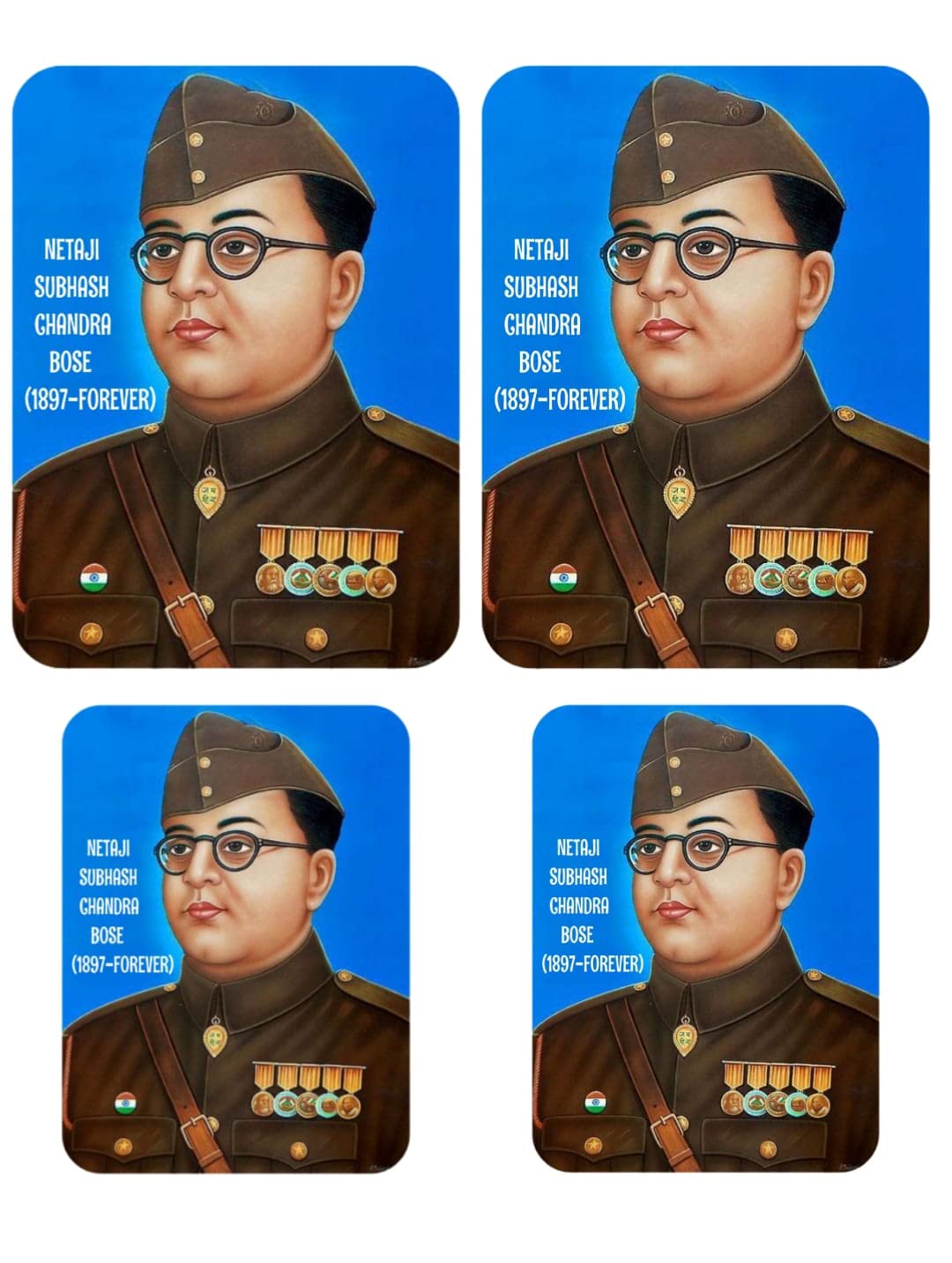 Vinyl Sticker Pack of 4 (7×10 & 5×8 Inch) | NETAJI Subhash Chandra Bose ...