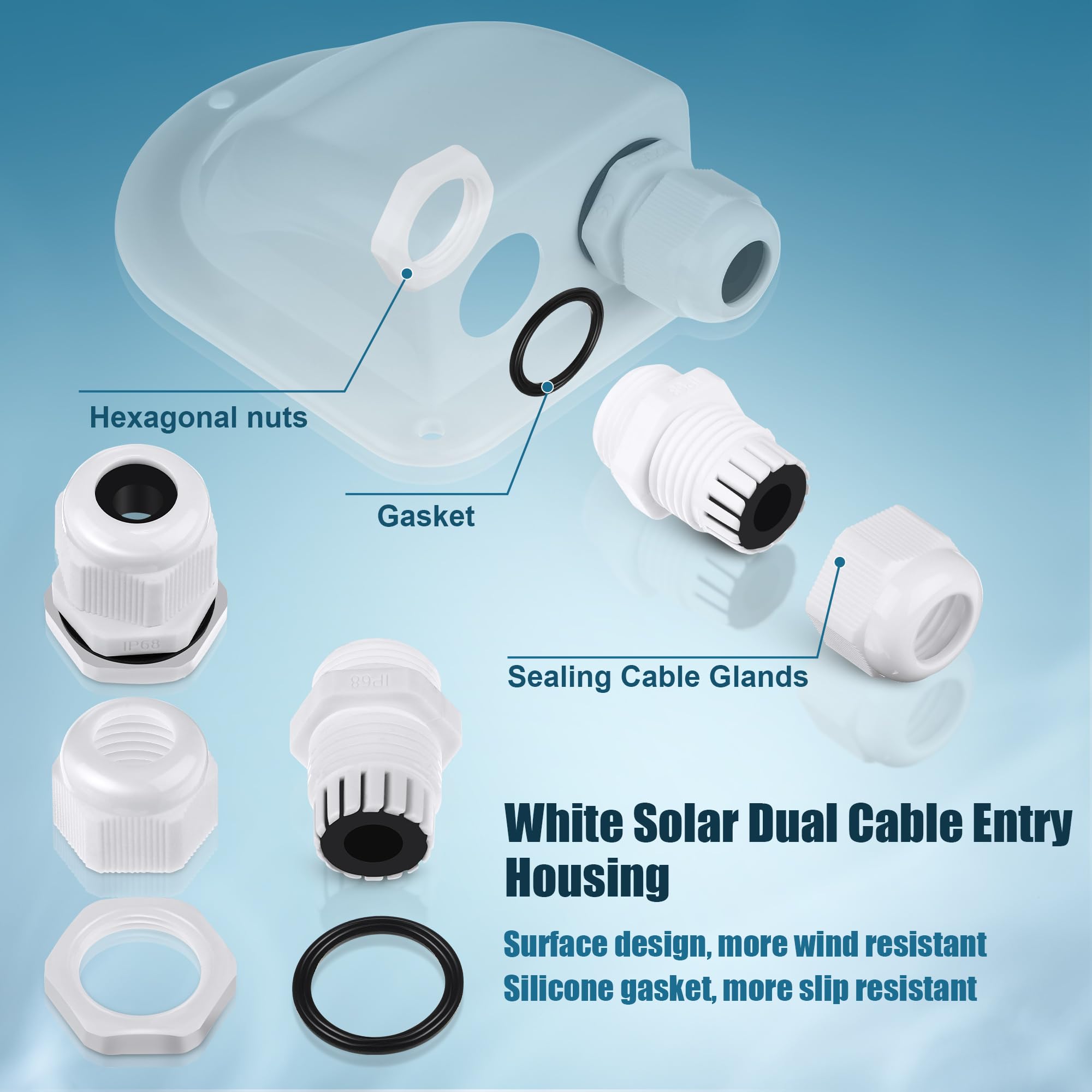 Snapklik.com : Enhon 2 Pack Waterproof ABS Solar Cable Entry Gland ...